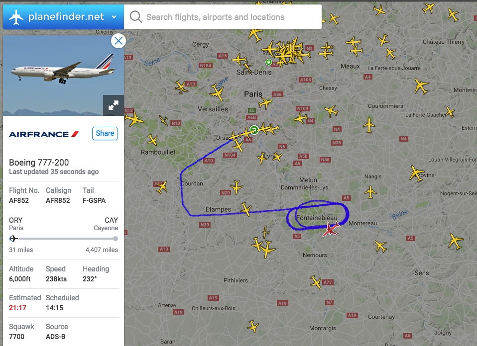 EMERGENCY Air France #AF852 from Paris ORY dumped fuel before diverting ...