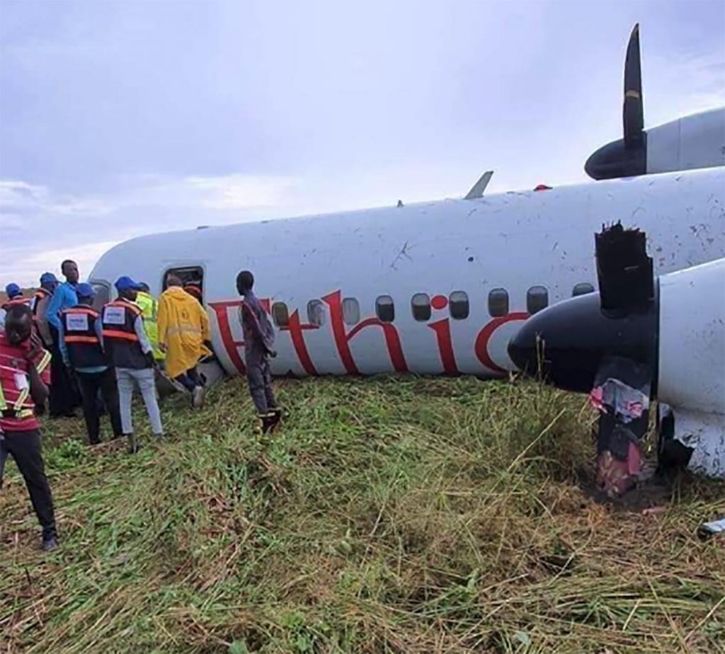 ALERT Ethiopian Airlines DHC8-400 skidded off runway at Juba Airport ...