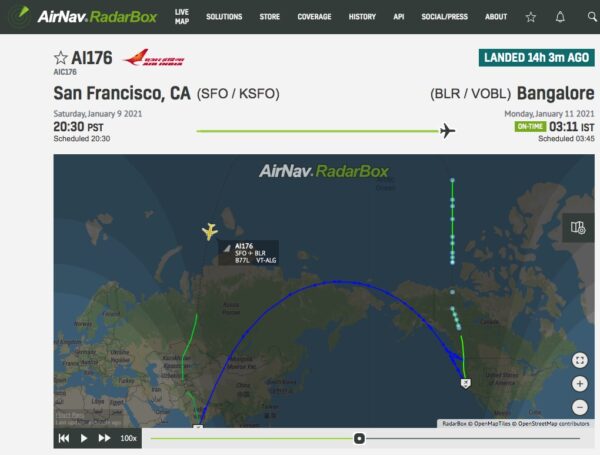 Air India flight #AI176 all-women cockpit crew flew over the North Pole ...