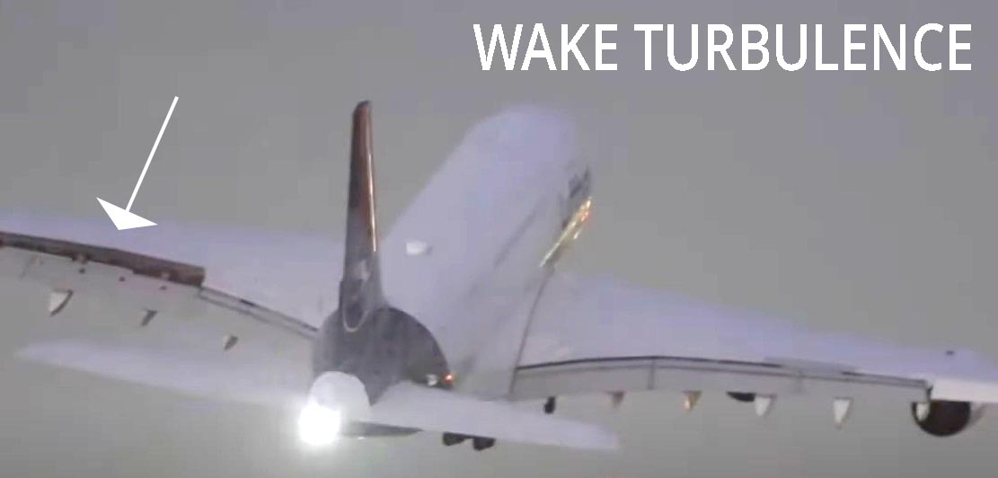 Lufthansa A380 experiences wake turbulence during takeoff right after another A380 from LAX ...